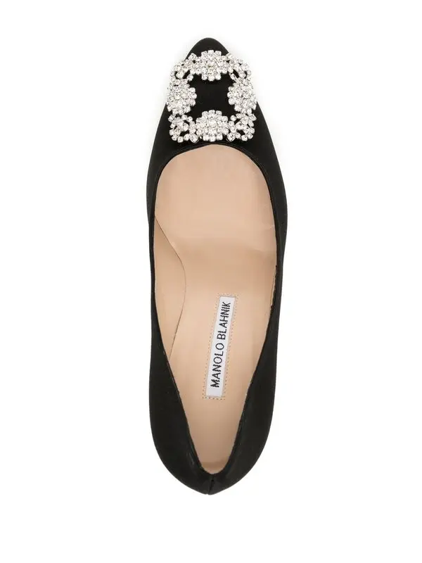 Manolo Blahnik 70mm Hangisi Crystal-buckle Pumps - Black