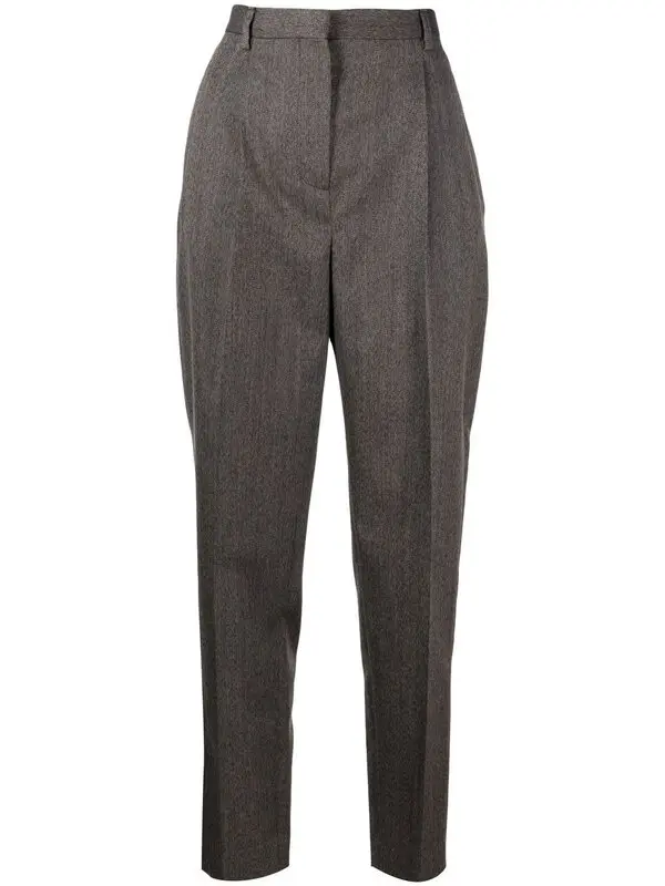 Tory Burch High-waisted Tapered Trousers - Grey