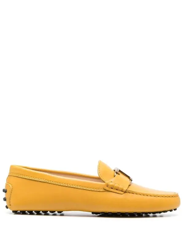 TOD'S Gommino T-logo Plaque Loafers - Yellow