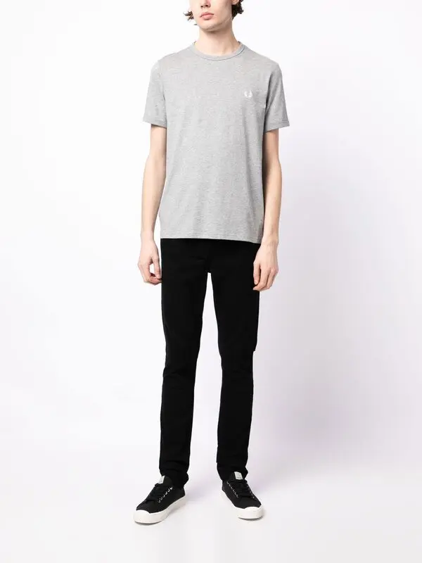 Fred Perry Ringer Logo-embroidered T-shirt - Grey