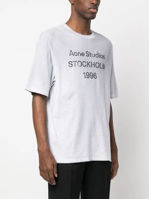 Acne Studios Logo Stockholm 1996-Print T-Shirt - Grey | Editorialist