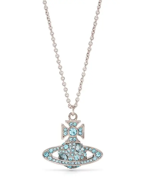 アクセサリー vivienne westwood MINI BAS RELIEF ORB Mini Bas Relief Pendant Necklace in RUTHENIUM-Black-Diamond