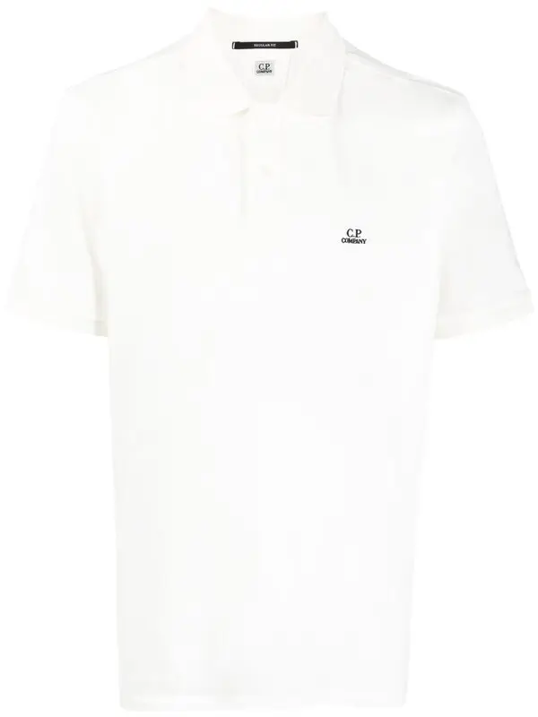 C.P. COMPANY Logo-embroidered Polo Shirt - White
