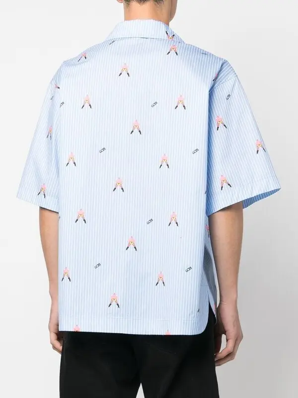 Gcds Print Short-sleeved Shirt - Blue