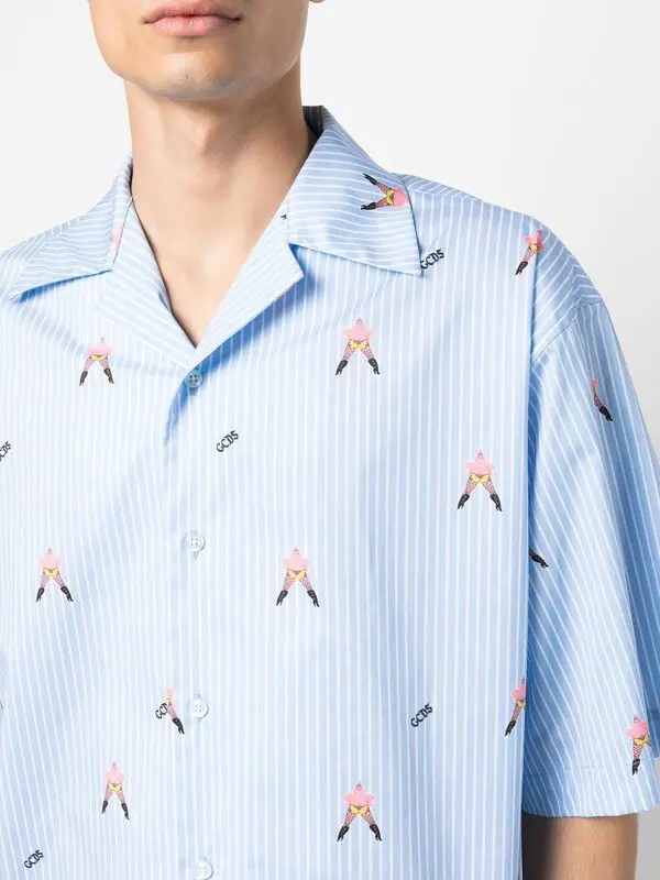 Gcds Print Short-sleeved Shirt - Blue