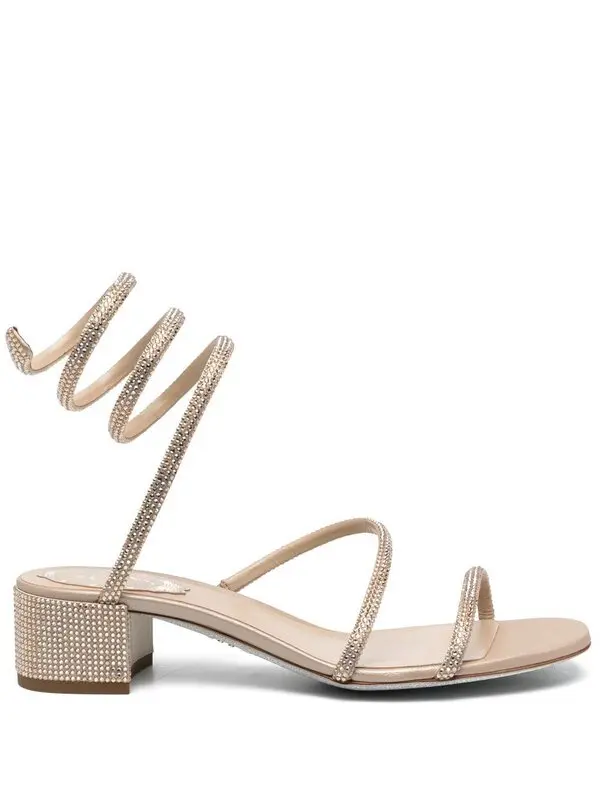 Rene Caovilla Crystal-embellished Heeled Sandals - Neutrals