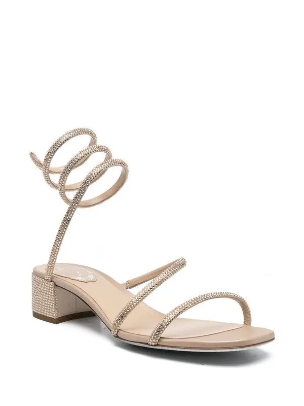 Rene Caovilla Crystal-embellished Heeled Sandals - Neutrals