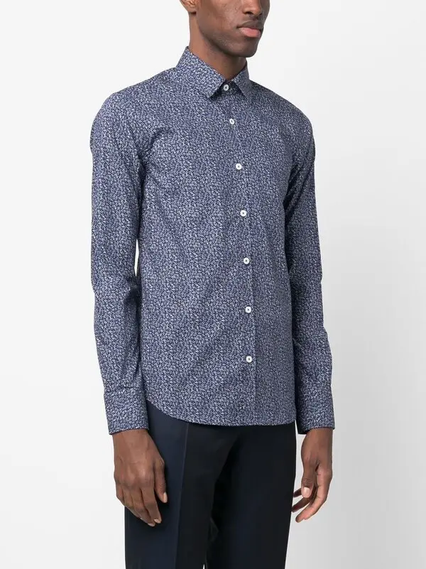 Canali Floral-pattern Print Classical Shirt