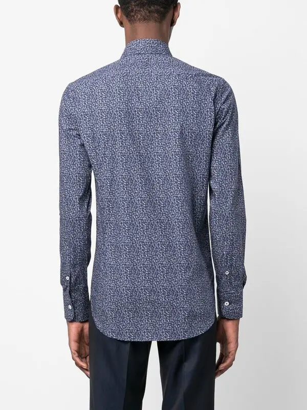 Canali Floral-pattern Print Classical Shirt