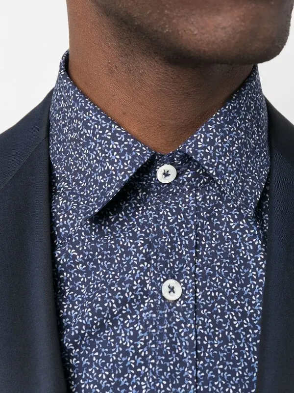 Canali Floral-pattern Print Classical Shirt
