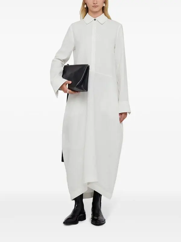 JIL SANDER Linen Long-sleeve Shirt Dress - White