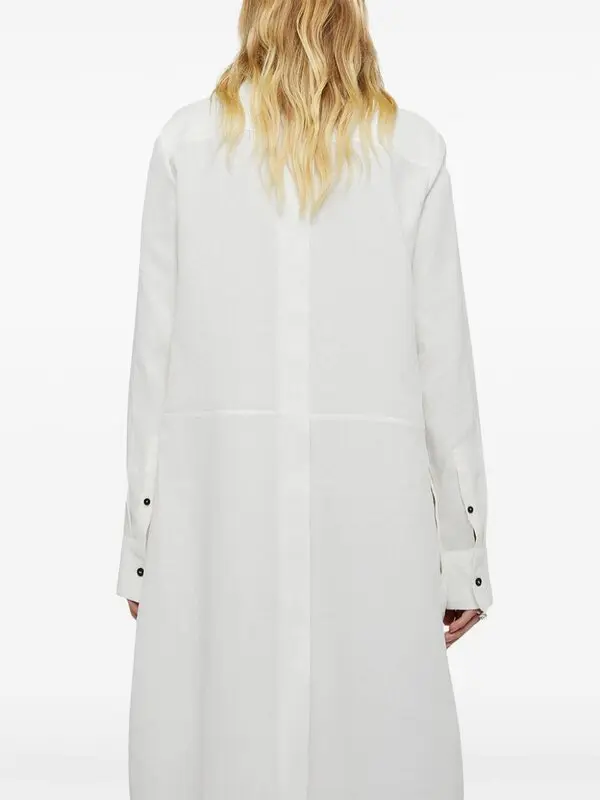 JIL SANDER Linen Long-sleeve Shirt Dress - White