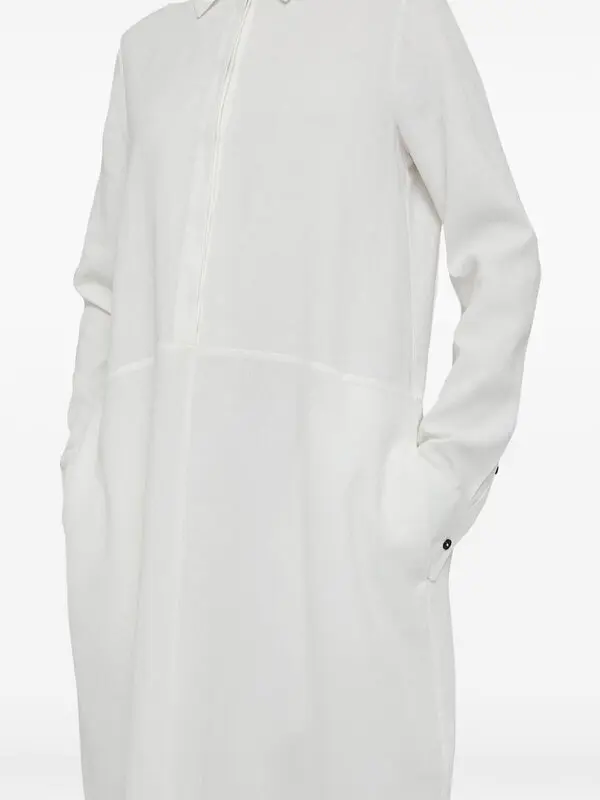 JIL SANDER Linen Long-sleeve Shirt Dress - White