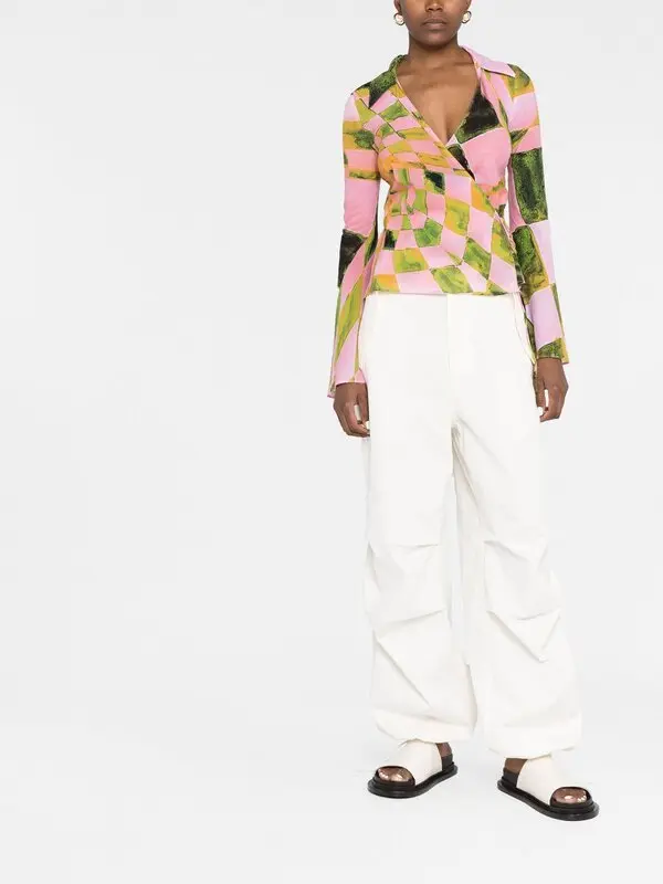 LOUISA BALLOU Graphic-print Wrap Blouse