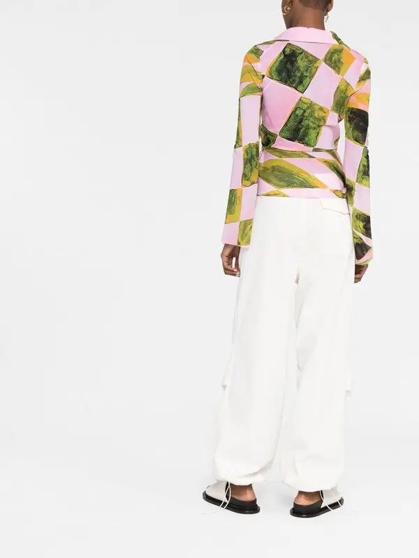 LOUISA BALLOU Graphic-print Wrap Blouse