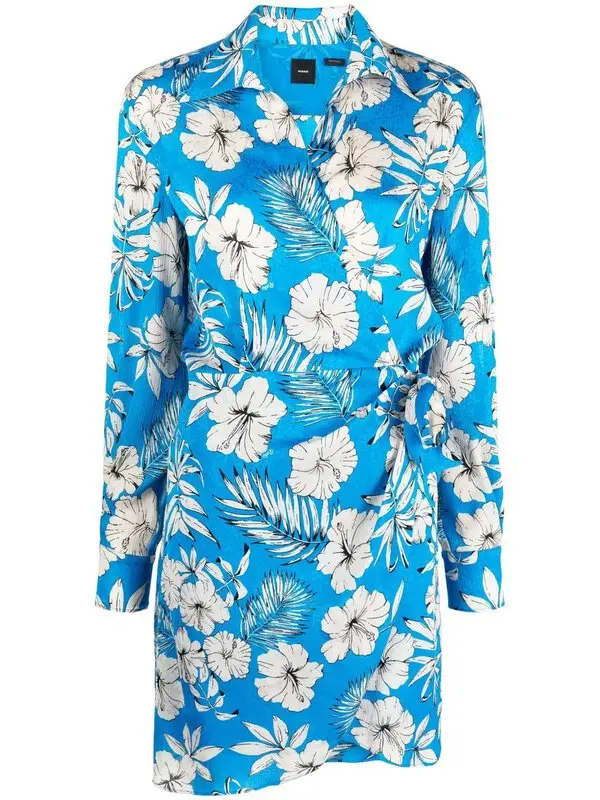 Pinko Floral-print Wrap Dress - Blue
