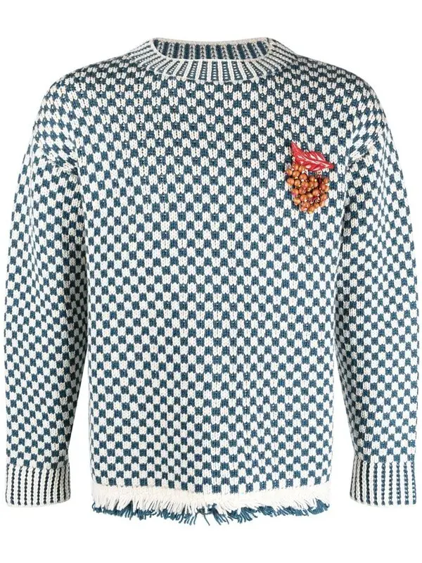 BODE Talsi Checkerboard-pattern Sweater - Blue