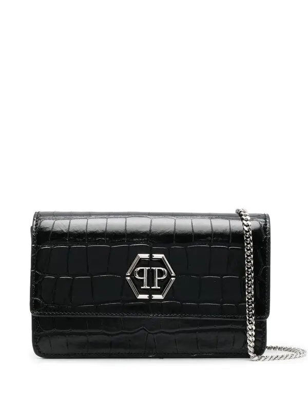 Philipp Plein Crocodile-embossed Clutch - Black