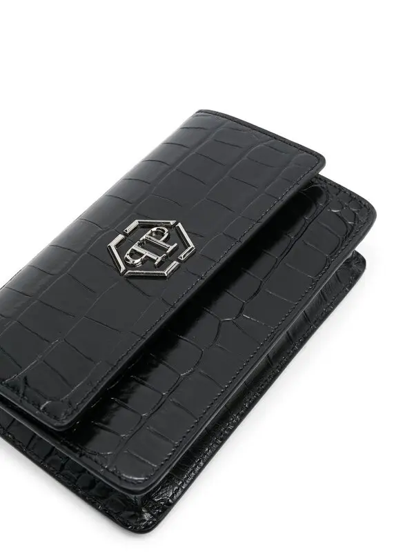 Philipp Plein Crocodile-embossed Clutch - Black