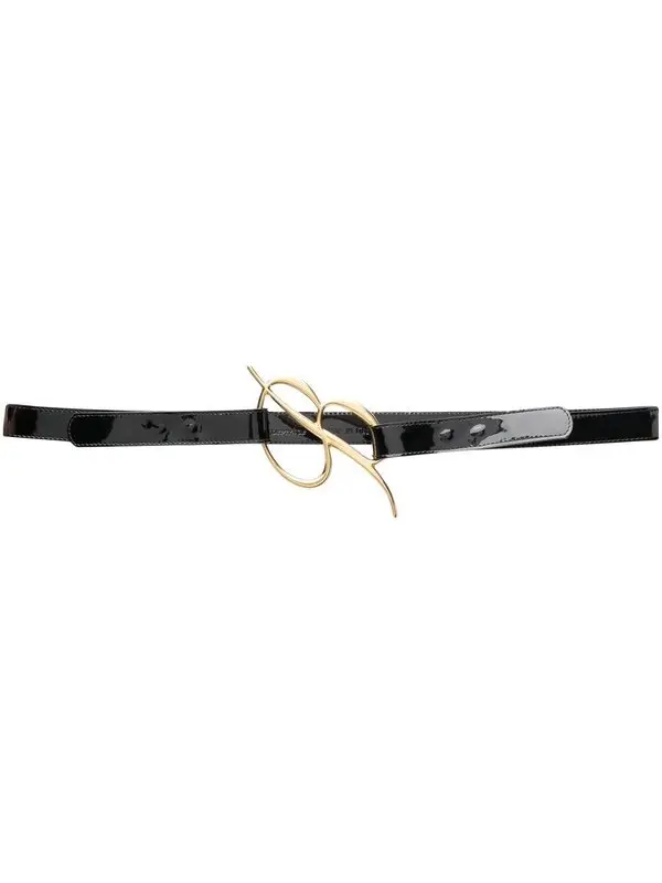 Blumarine Leather Logo Belt - Black