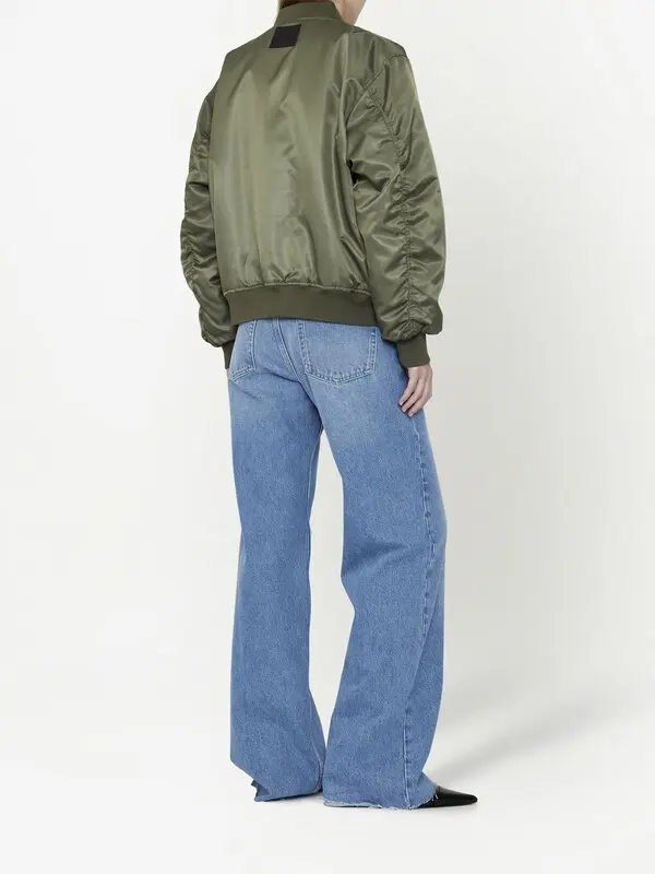 ANINE BING Leon Satin Bomber Jacket - Green