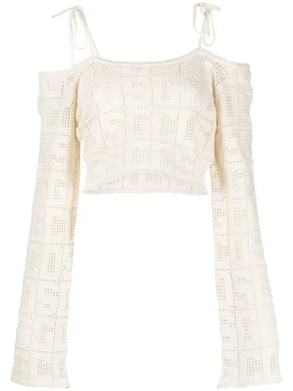 Gcds Crochet-knit Logo Crop Top