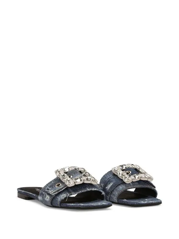 Dolce & Gabbana Embellished Patchwork-denim Sandals