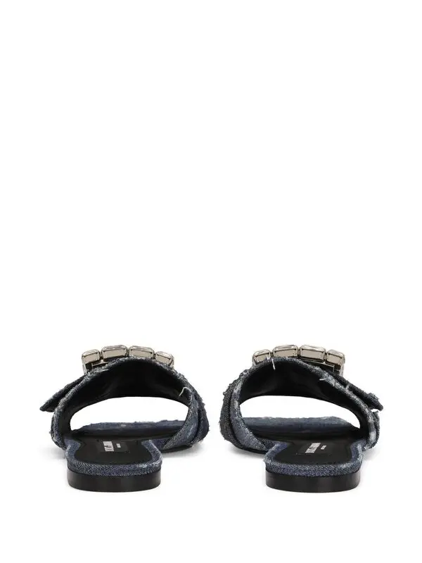 Dolce & Gabbana Embellished Patchwork-denim Sandals