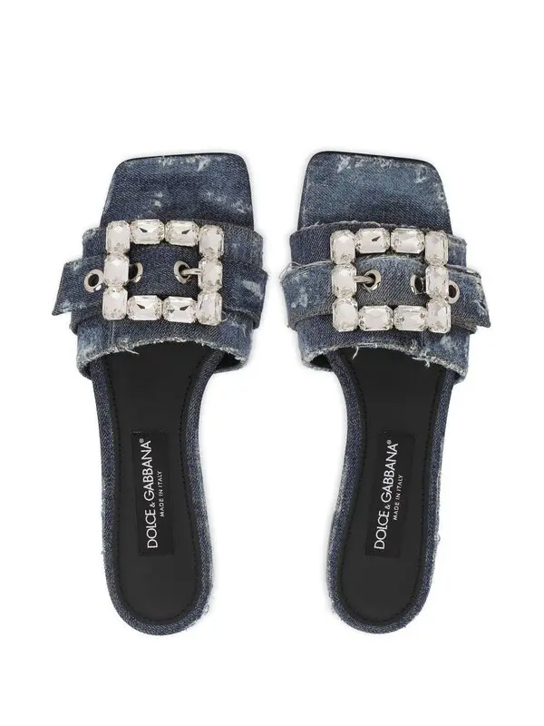 Dolce & Gabbana Embellished Patchwork-denim Sandals