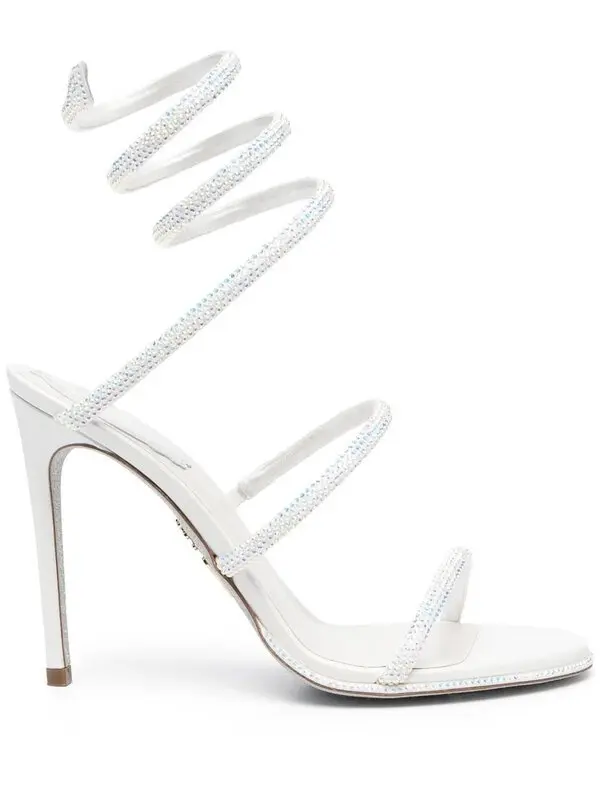 Rene Caovilla Crystal-embellished Leather Sandals - Neutrals