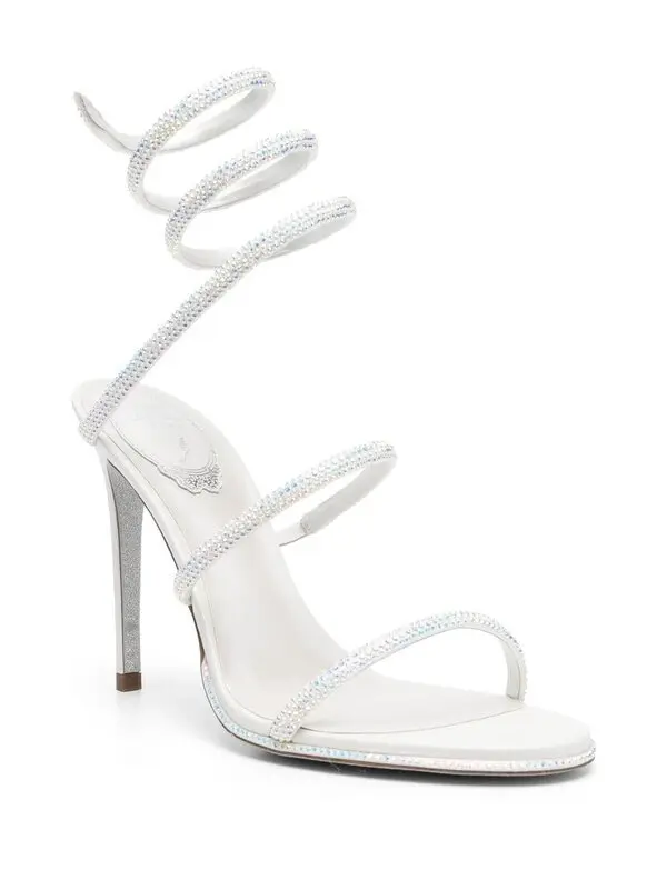 Rene Caovilla Crystal-embellished Leather Sandals - Neutrals