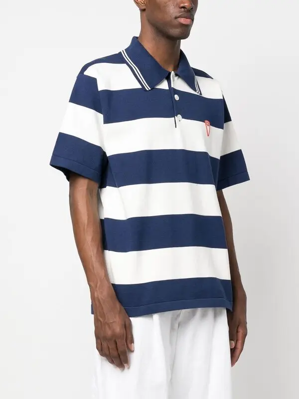 Kenzo Embroidered Logo Striped Polo Shirt - Blue