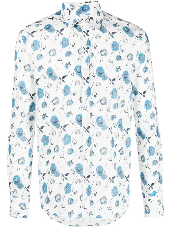 Canali Floral Print Classic Shirt