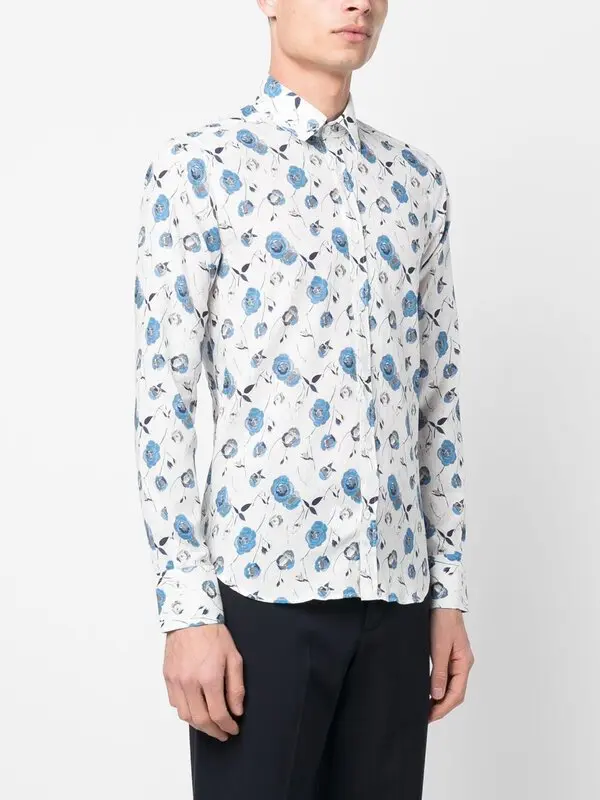 Canali Floral Print Classic Shirt