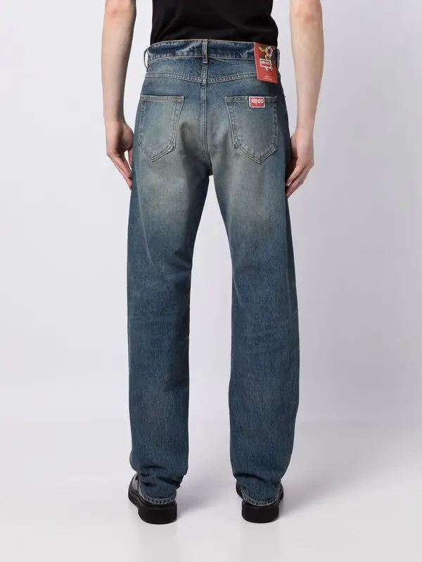 Kenzo Stonewashed Straight-leg Jeans
