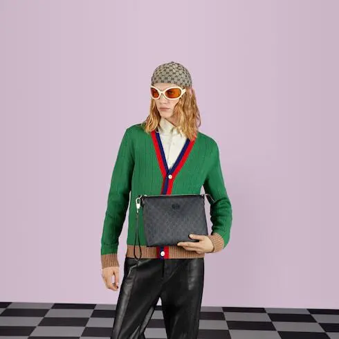 Gucci Messenger Bag With Interlocking G - Black Supreme