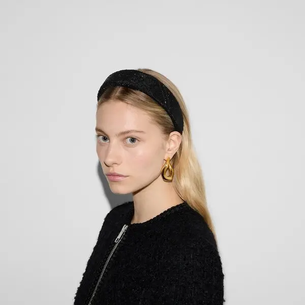 Gucci Gg Crystal Moiré Headband - Black | Editorialist display picture 3