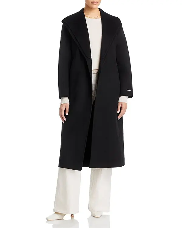 Tahari Elliot Belted Wrap Coat - Black
