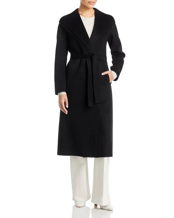 Tahari Elliot Belted Wrap Coat - Black