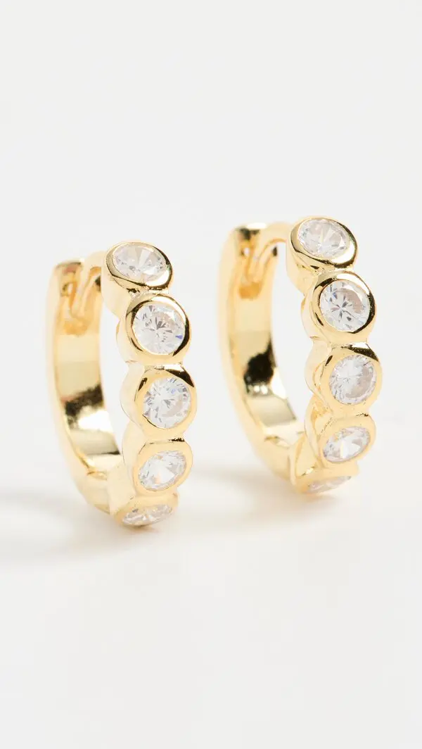 ADINA EDEN Bezel Huggie Earrings