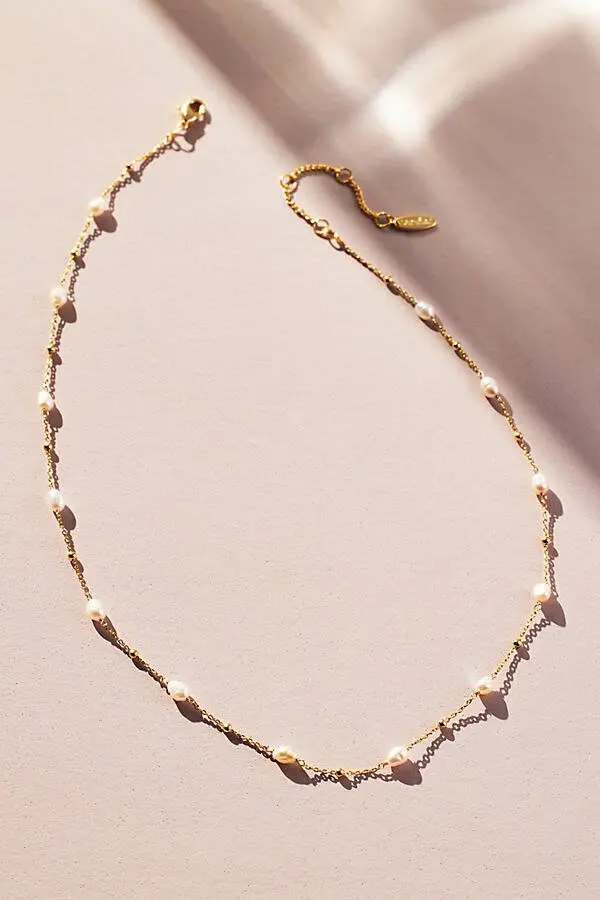 Anthropologie Mi Pearl Cha Necklace - Gold
