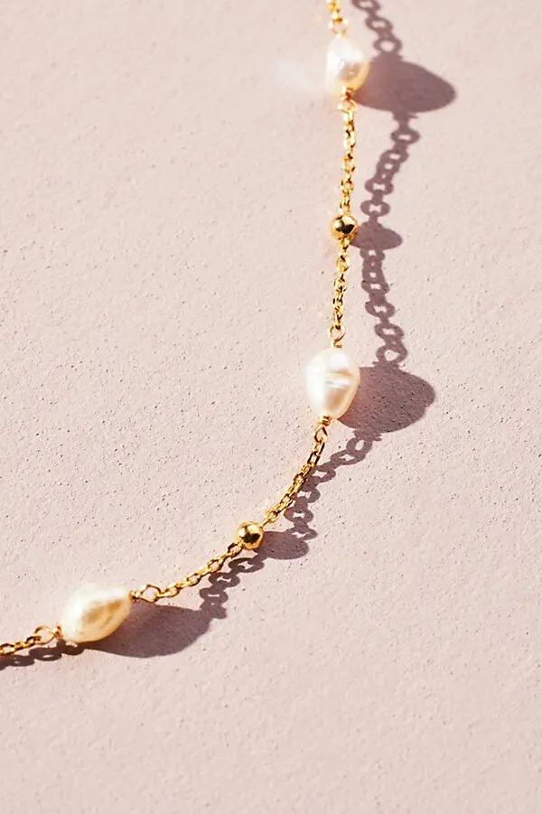 Anthropologie Mini Pearl Chain Necklace