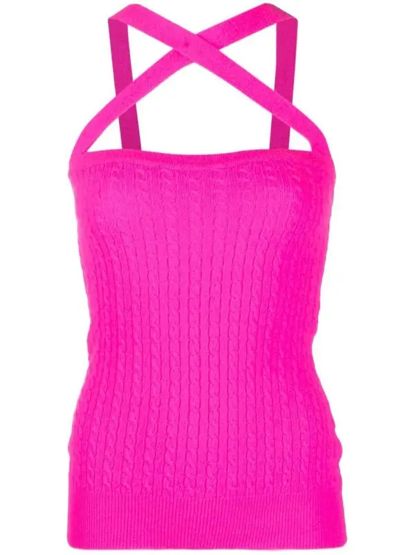PATOU Cable-knit Halterneck Top - Pink