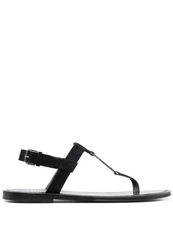Saint Laurent Cassandra Logo Plaque Flat Sandals