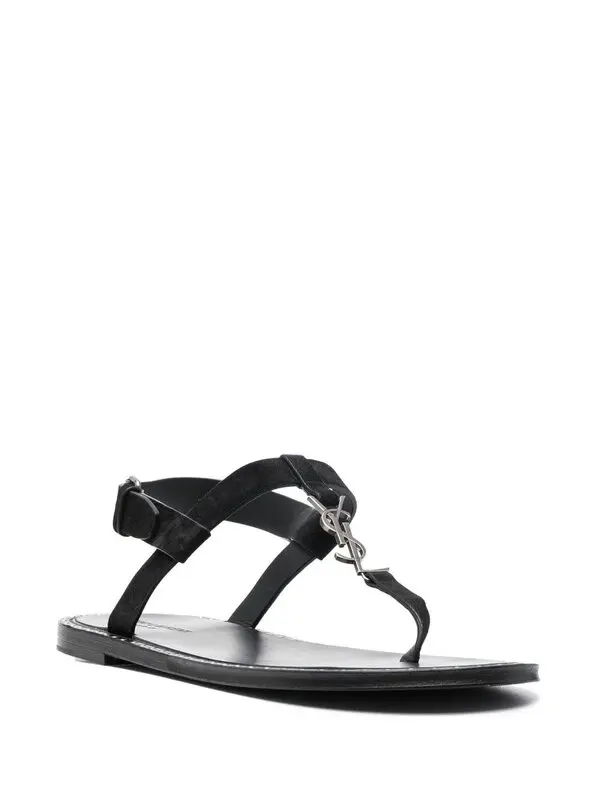 Saint Laurent Cassandra Logo Plaque Flat Sandals