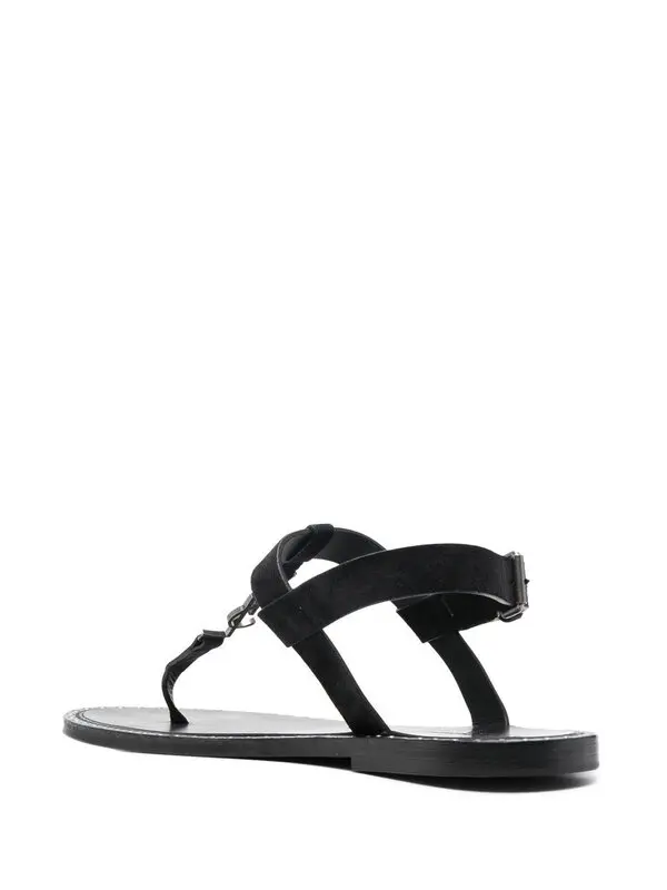 Saint Laurent Cassandra Logo Plaque Flat Sandals