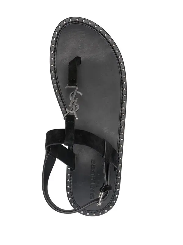 Saint Laurent Cassandra Logo Plaque Flat Sandals