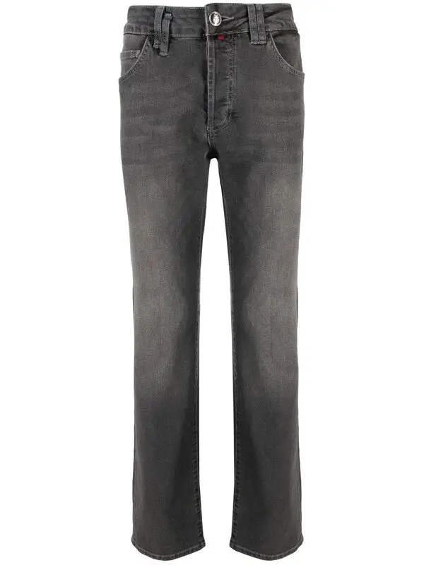 BILLIONAIRE Logo-embroidered Straight-leg Jeans - Grey