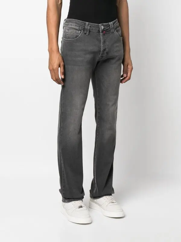 BILLIONAIRE Logo-embroidered Straight-leg Jeans - Grey
