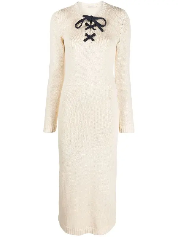 Zimmermann High Tide Lace-up Knitted Dress - Neutrals